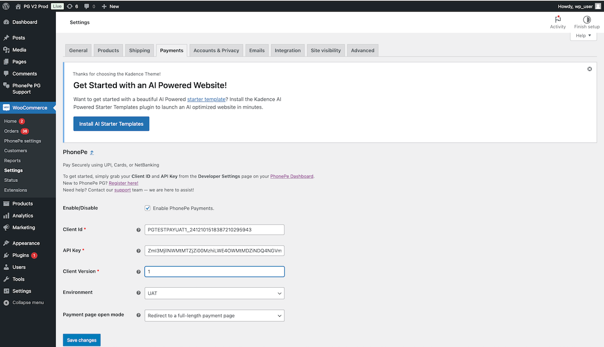 WooCommerce | PhonePe Business Developer Documentation | Integration Guide