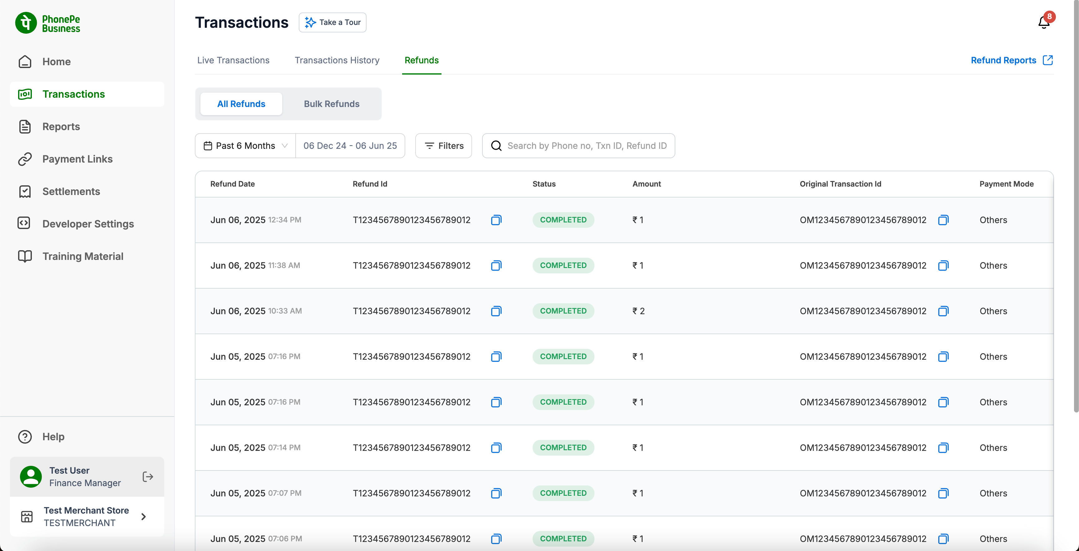 Reports | PhonePe Business Developer Documentation | Integration Guide